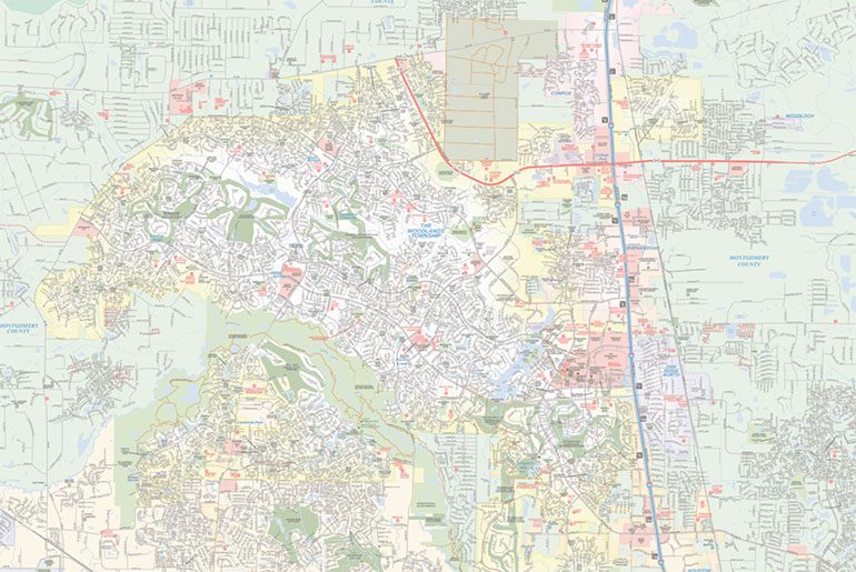 The Woodlands TX Map, Community Map - Town Square Publications