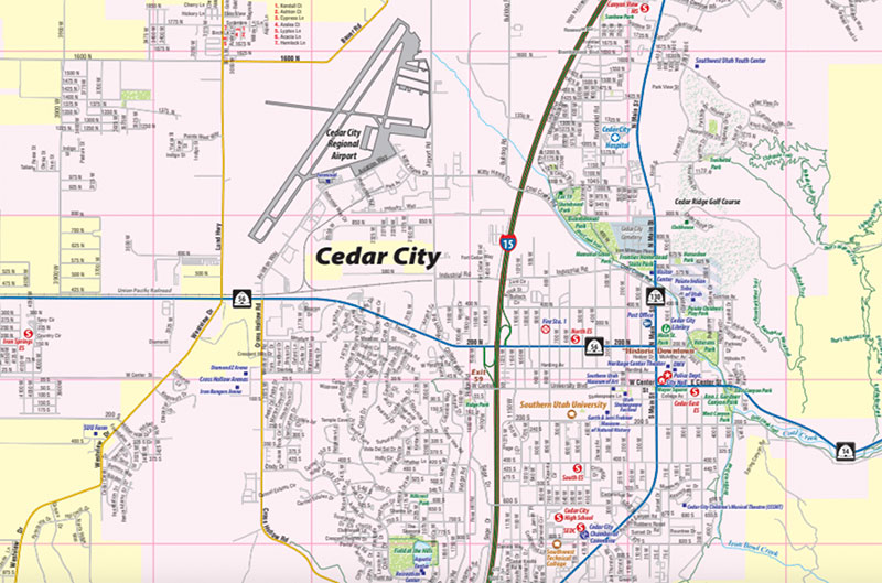 Cedar City UT Map, Community Map - Town Square Publications